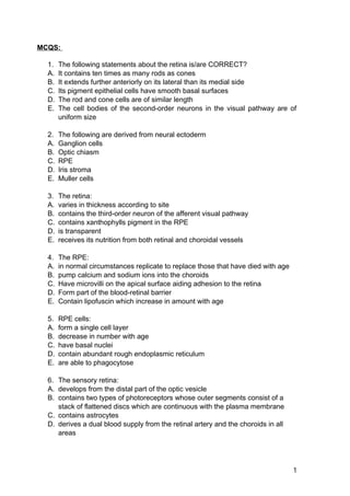 8 MCQs (Multiple Choice Questions) Retina (RPE and Rods).doc