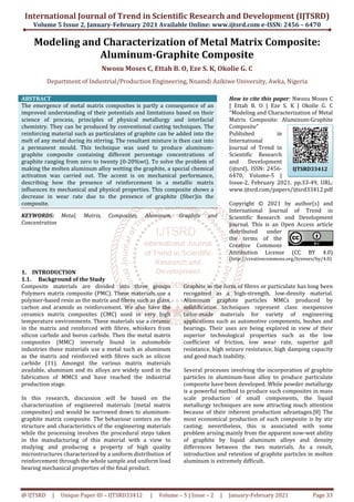 Modeling and Characterization of Metal Matrix Composite Aluminum ...