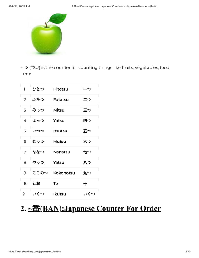8 most commonly used japanese counters in japanese numbers (part 1) | PDF