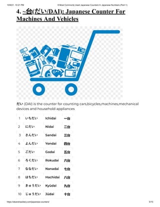 8 most commonly used japanese counters in japanese numbers (part 1) | PDF