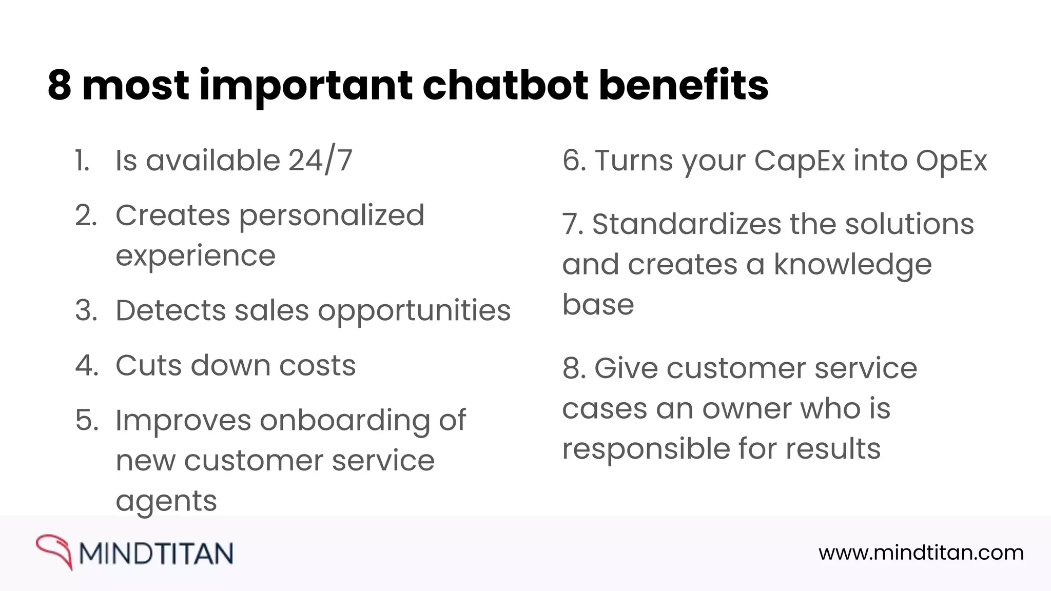8 most important benefits of chatbots | PPTX