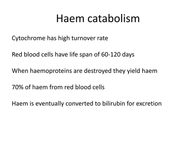 Haem metabolism | PPTX | Blood Disorders | Diseases and Conditions