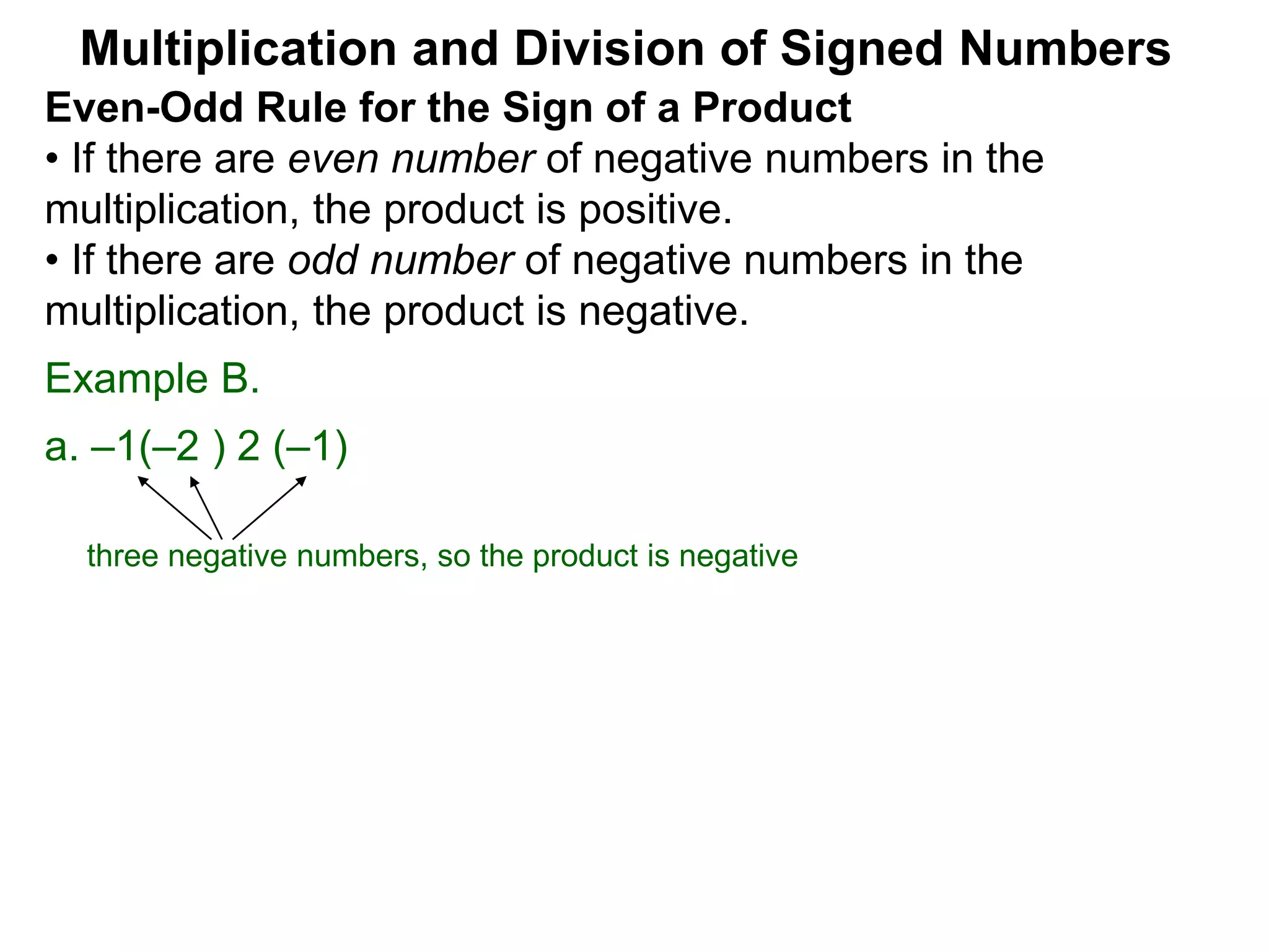 8 multiplication division of signed numbers, order of operations | PPT