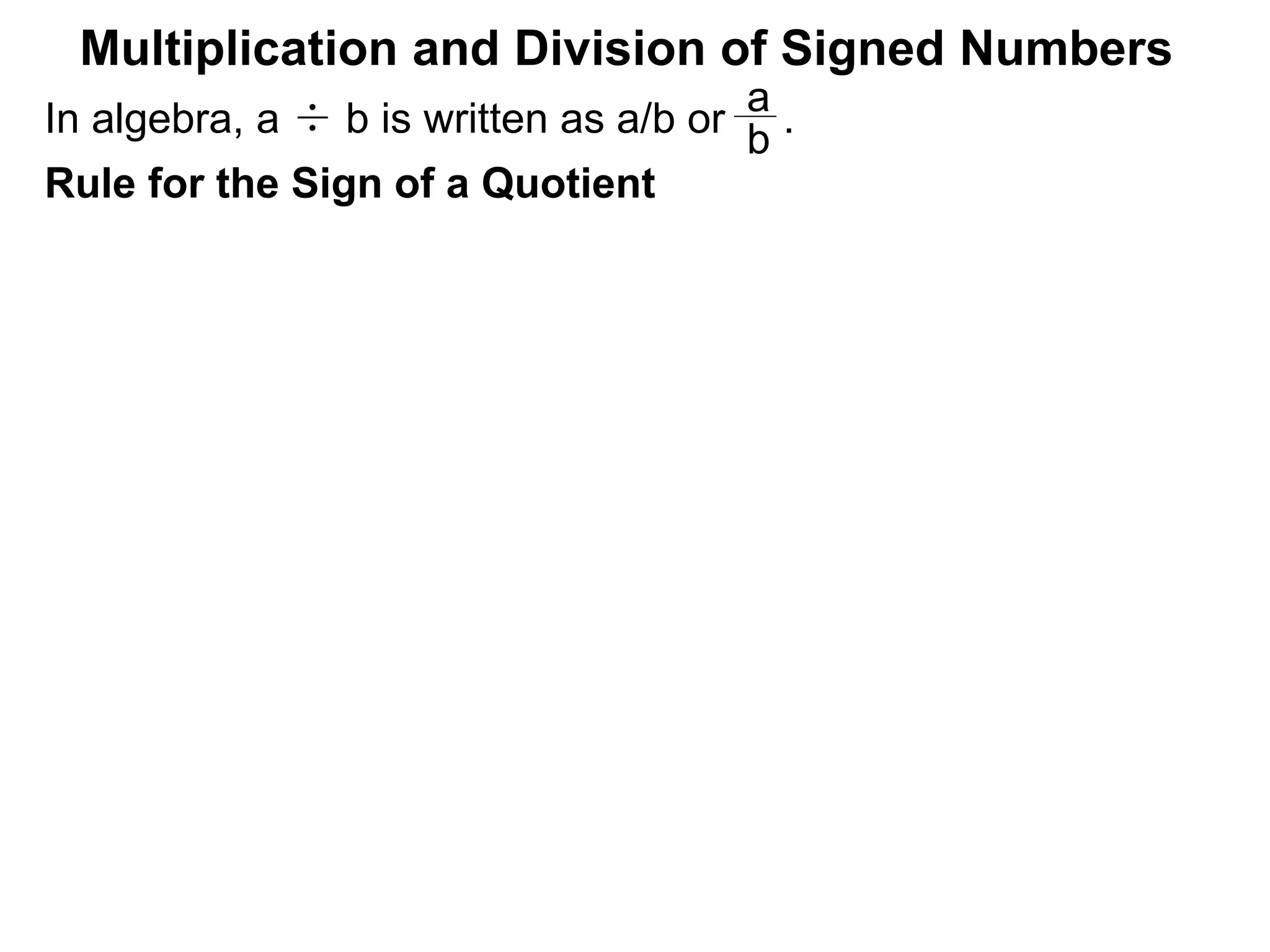 8 multiplication division of signed numbers, order of operations | PPT