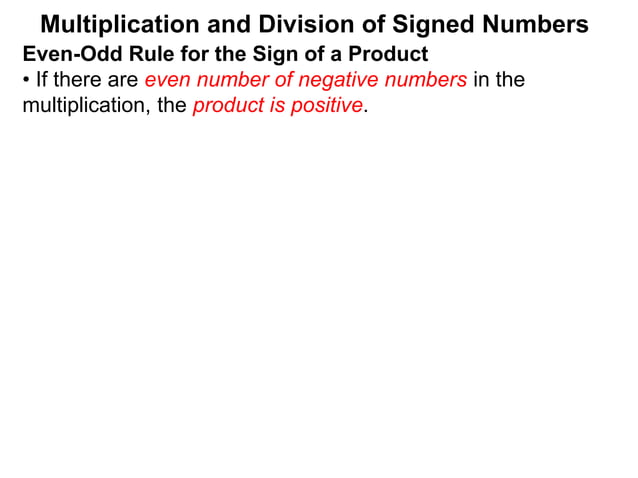 8 multiplication division of signed numbers, order of operations | PPT