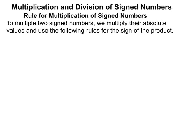 8 multiplication division of signed numbers, order of operations | PPT