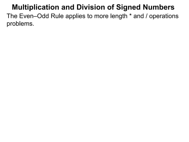 8 multiplication division of signed numbers, order of operations | PPT
