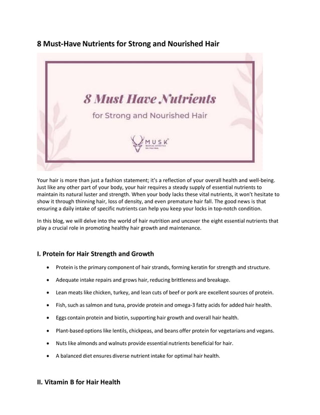 8 Must-Have Nutrients for Strong and Nourished Hair.pdf | Hair Care ...