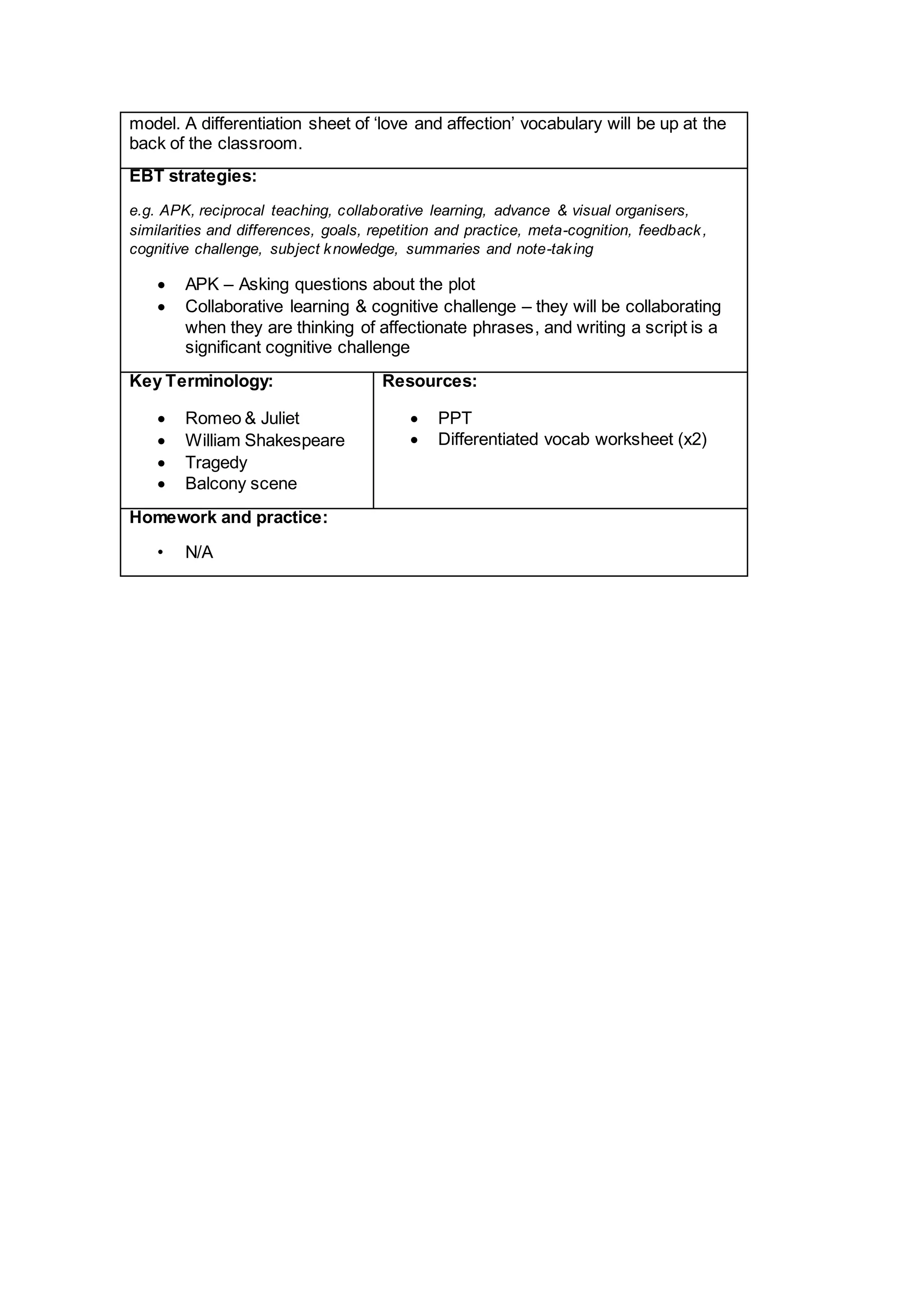 8NE Act Two Script 18.4.2016 Lesson plan | PDF