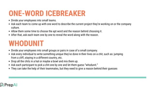 8 Not So Common Icebreaker Activities for Team Building | PDF