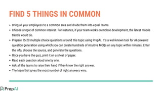 8 Not So Common Icebreaker Activities for Team Building | PDF