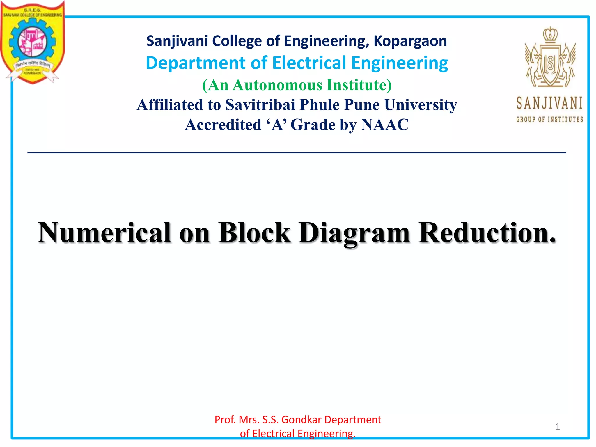 Numerical on block diagram reduction | PPT
