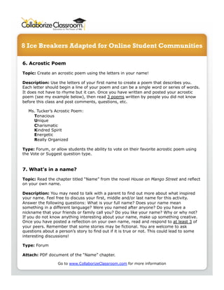 8 Icebreakers for Students | PDF