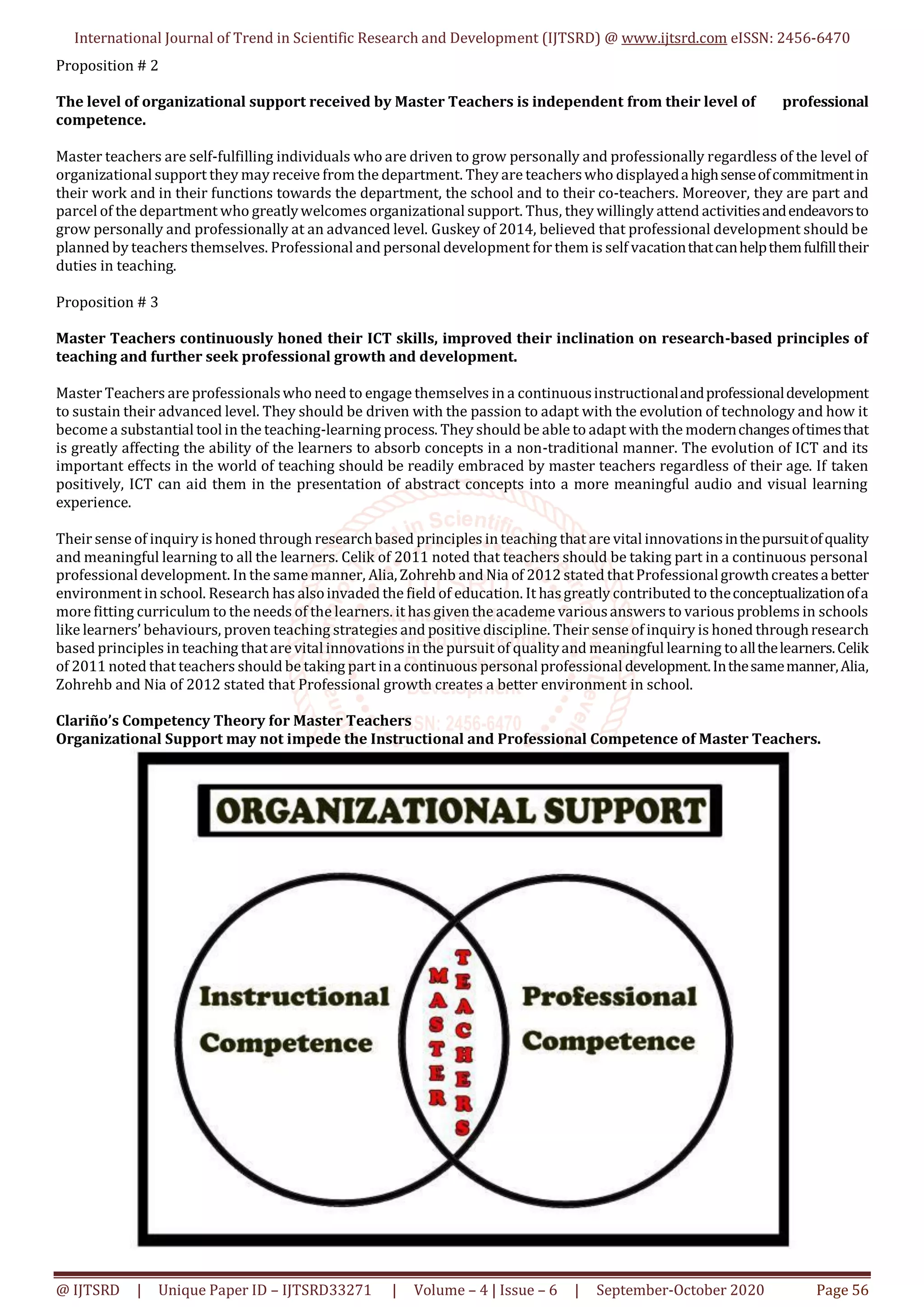 Organizational Support, Instructional and Professional Competencies of ...