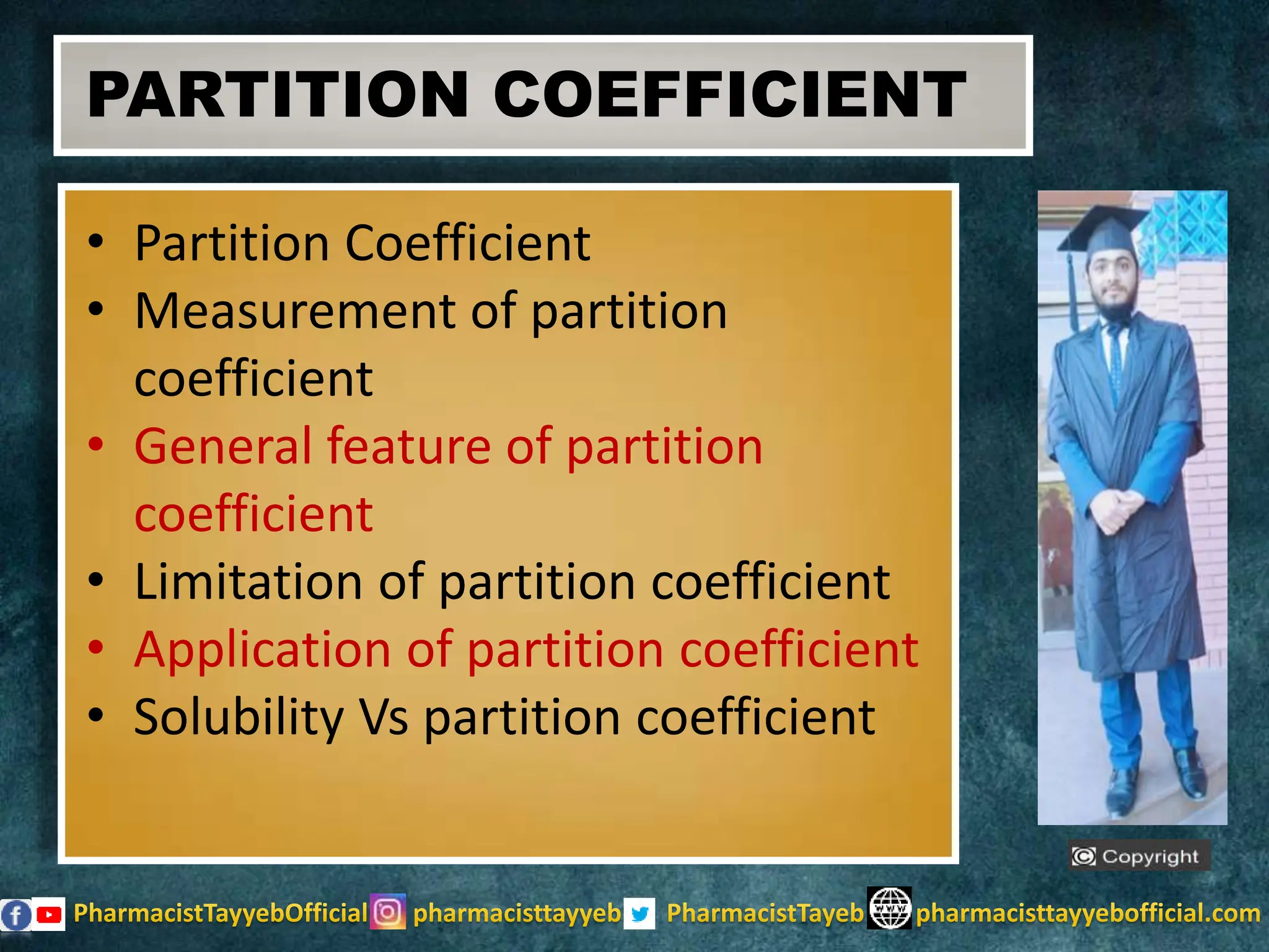 Partition Coefficient | Log P | Measurement, General feature, limitations, Application L# 08 | PPT
