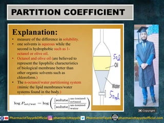 Partition Coefficient | Log P | Measurement, General feature, limitations, Application L# 08 | PPT