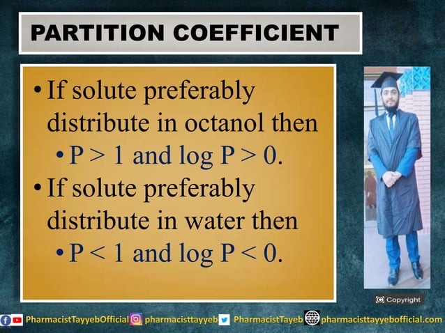 Partition Coefficient | Log P | Measurement, General feature, limitations, Application L# 08 | PPT