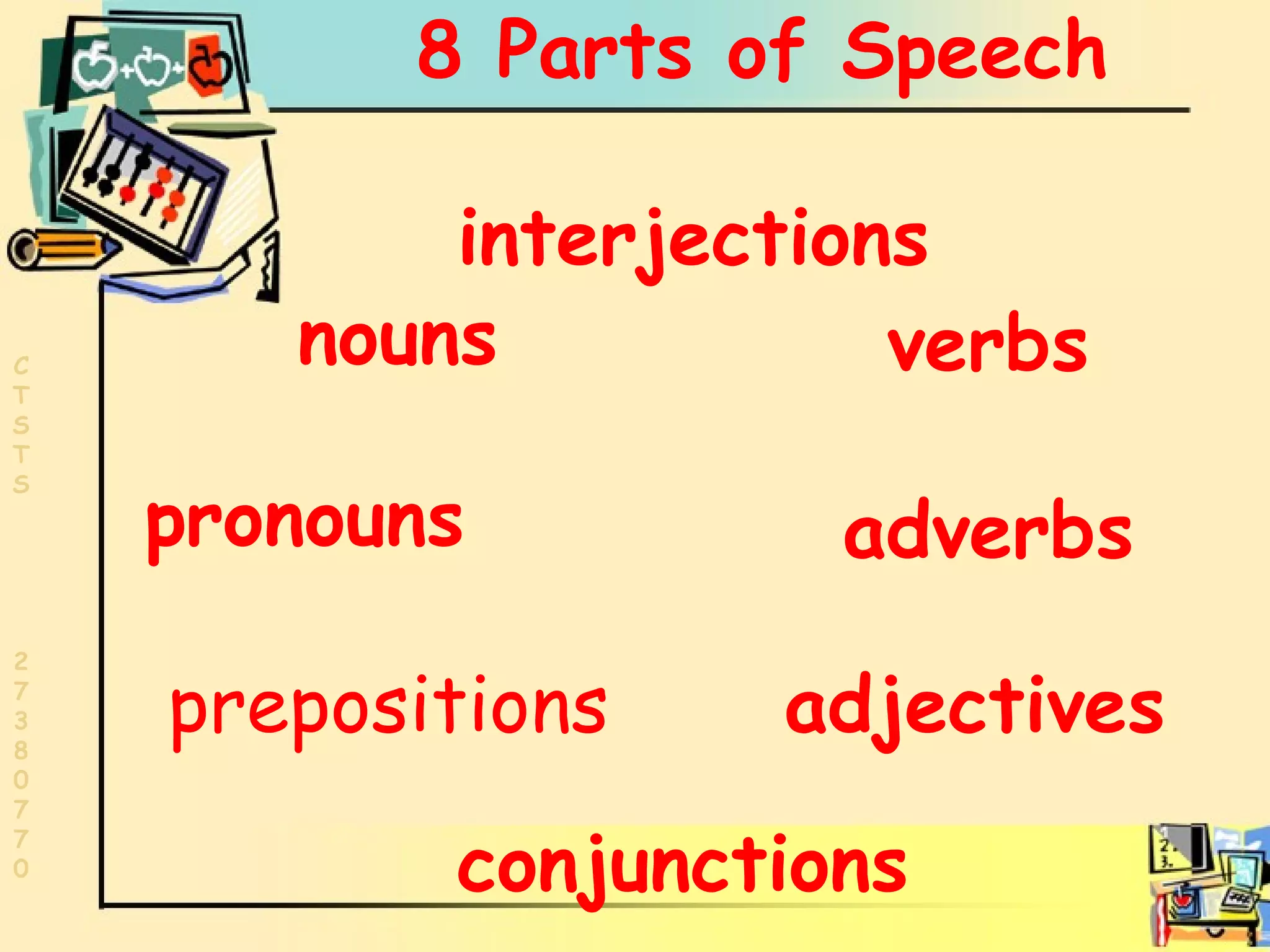 Grammar: 8 parts of speech | PPS