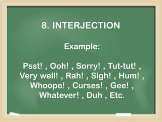 8 parts of speech ppt | PDF