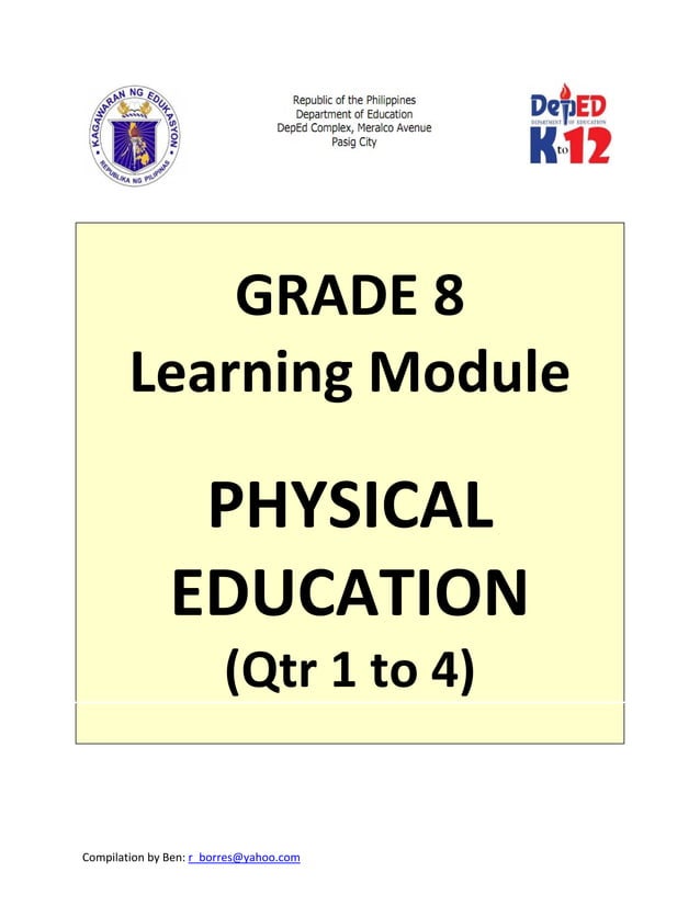 Grade 8 Learning Module in Physical Education - Complete | PDF