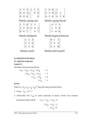 algoritma dan pengolahan paralel bab 8 penyelesaian sistem linier | PDF