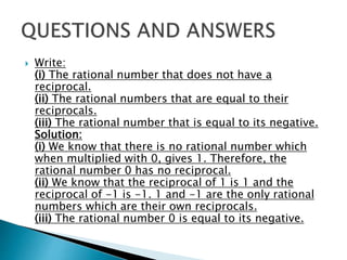 Questions on rational number | PPTX