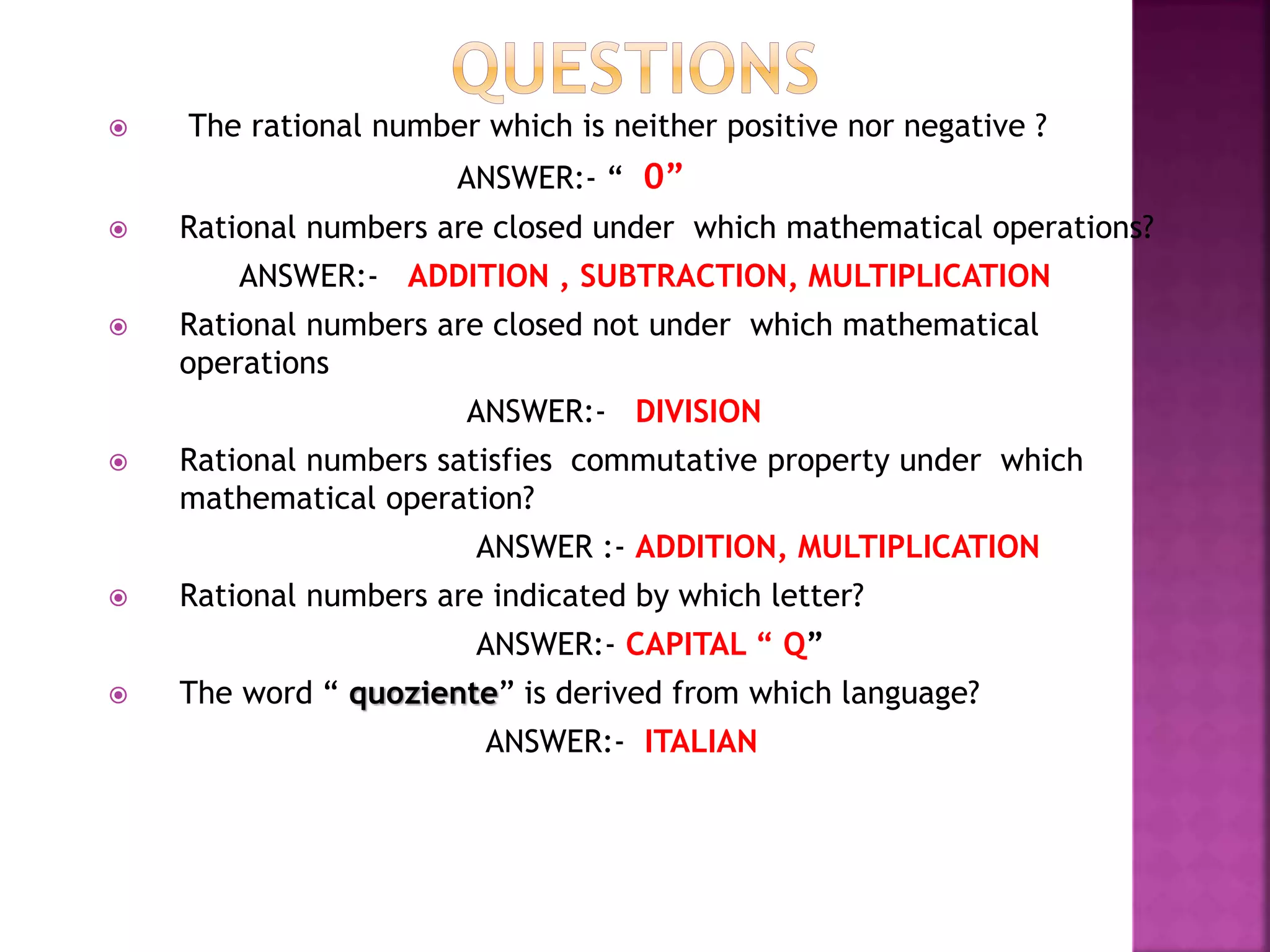 Rational number revision | PPTX