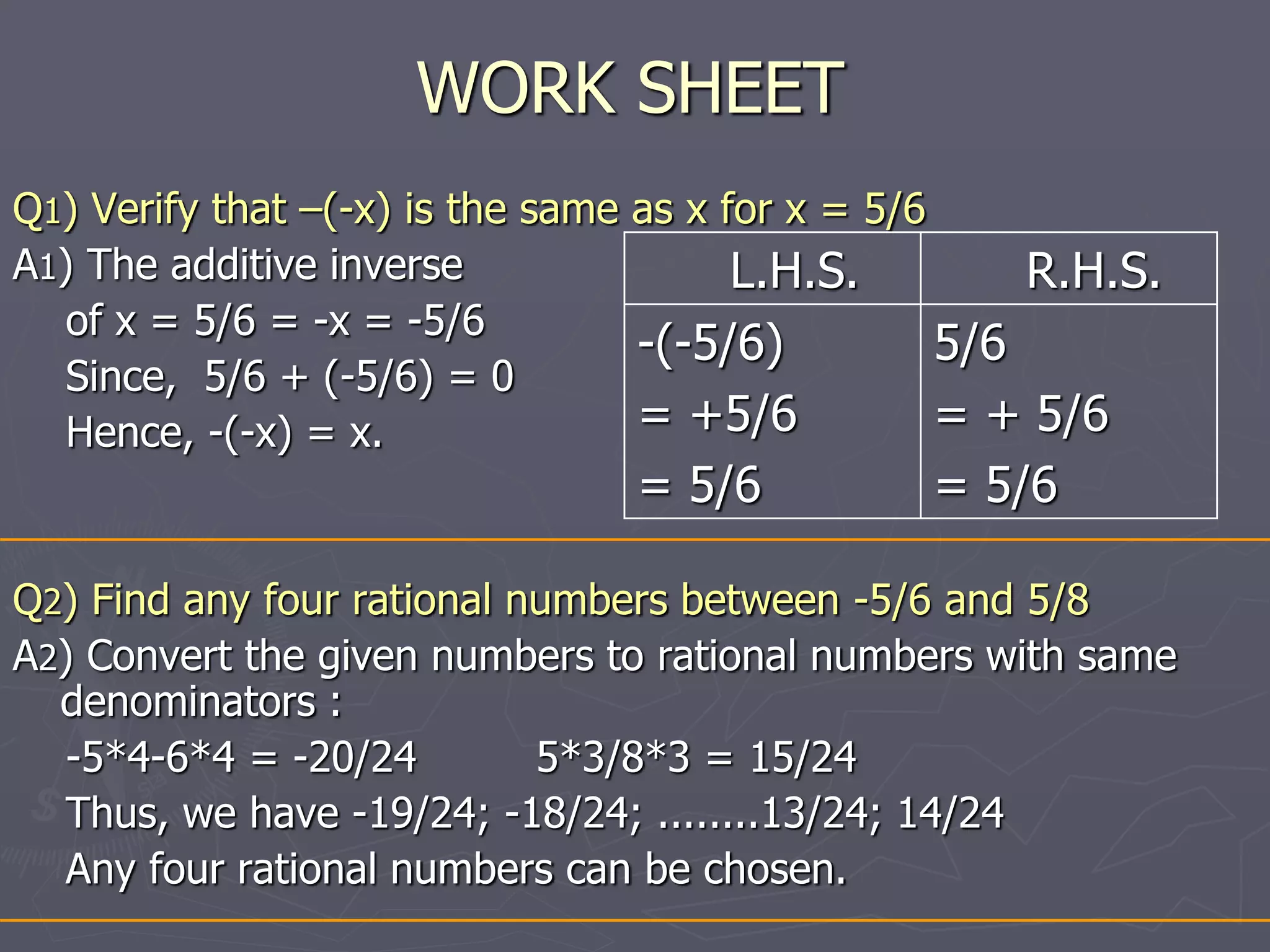 Properties of rational number explained | PPT