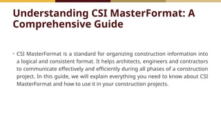 8 Presentation_specifications & csi masterformat.pptx