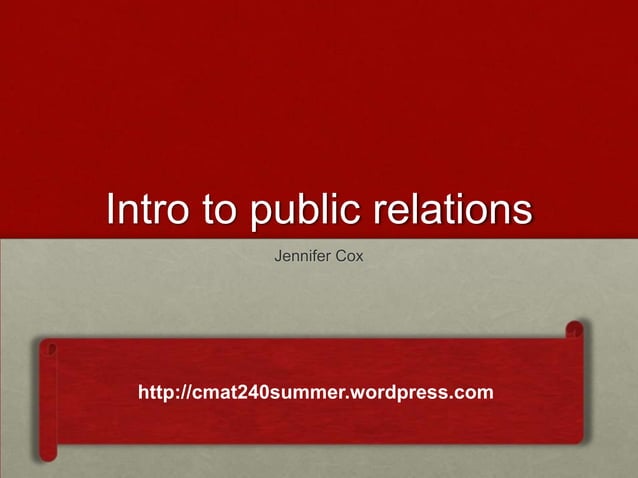 Lecture 8: Intro to PR | PPT