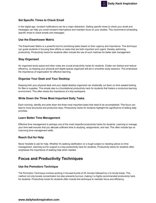 Productivity hacks for students: a guide | PDF | Free Download