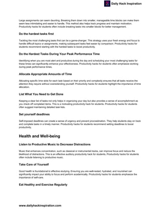 Productivity hacks for students: a guide | PDF | Free Download