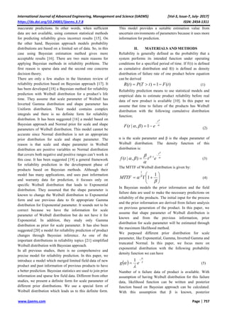 Products Reliability Prediction Model Based on Bayesian Approach | PDF