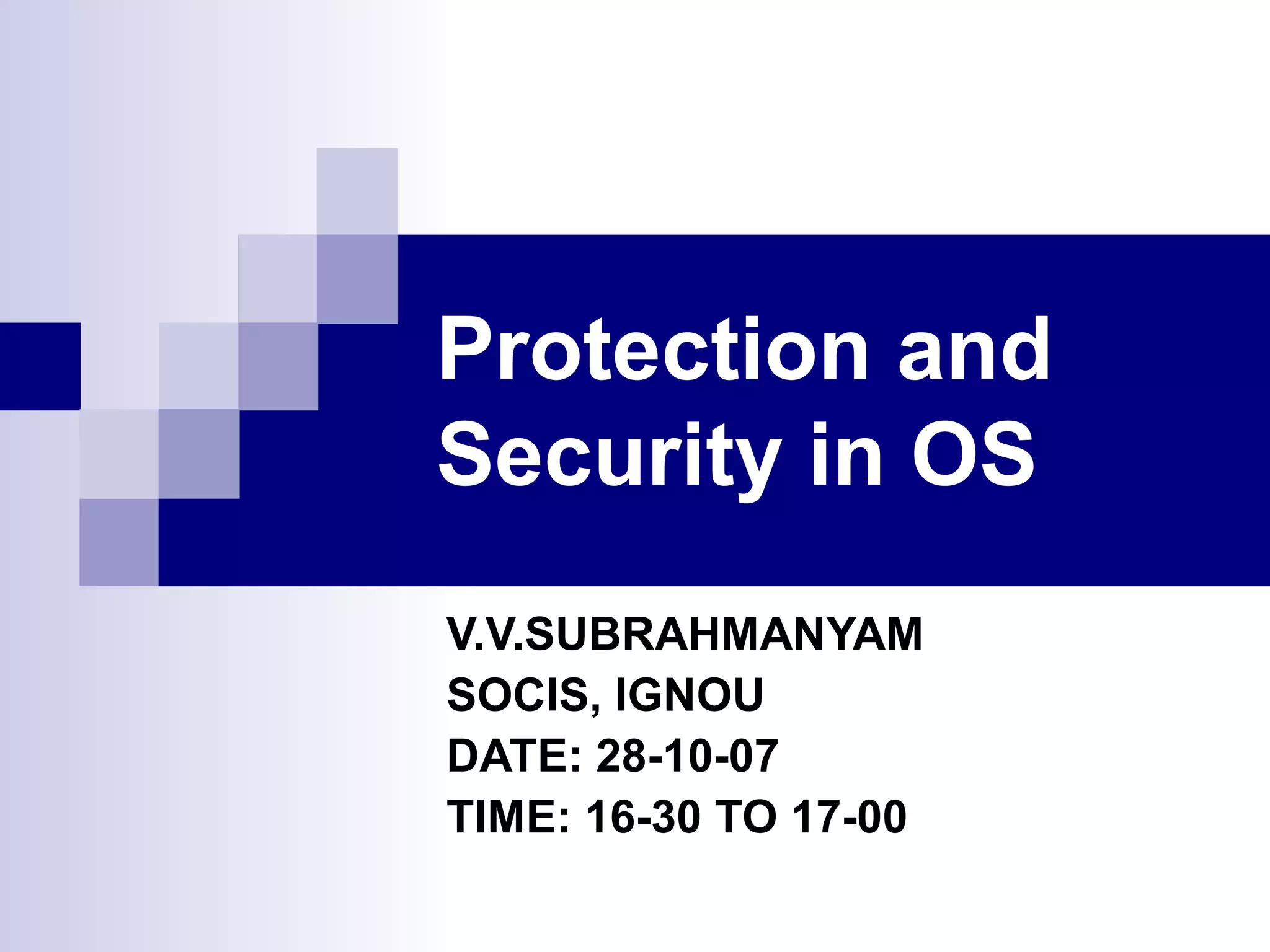 Protection and Security in Operating Systems | PPT