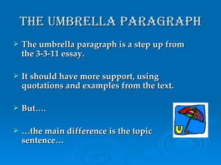 8P Umbrella Paragraph | PPT | Fiction | Books and Literature