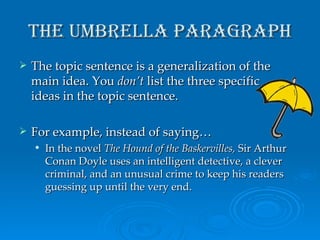 8P Umbrella Paragraph | PPT | Fiction | Books and Literature
