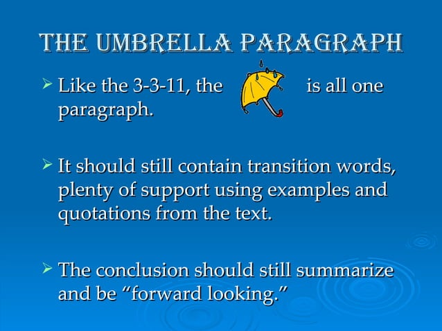 8P Umbrella Paragraph | PPT | Fiction | Books and Literature