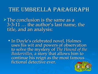 8P Umbrella Paragraph | PPT | Fiction | Books and Literature