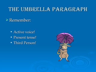 8P Umbrella Paragraph | PPT | Fiction | Books and Literature