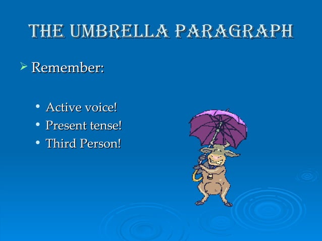 8P Umbrella Paragraph | PPT | Fiction | Books and Literature