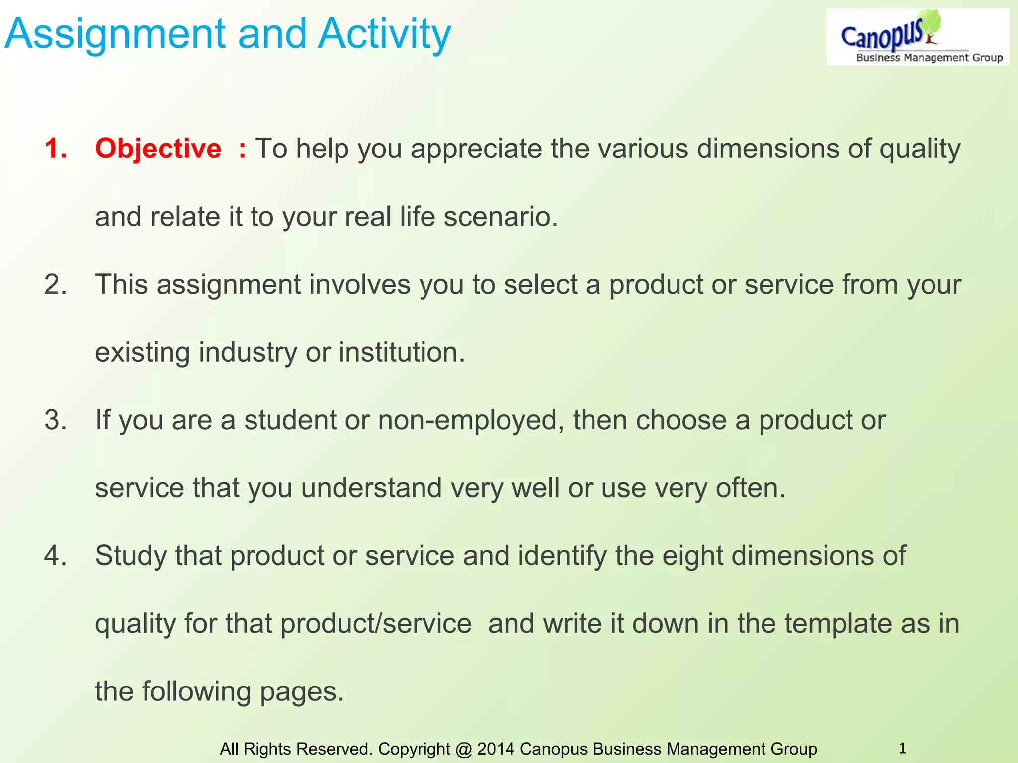 8 quality dimensions example | PPT
