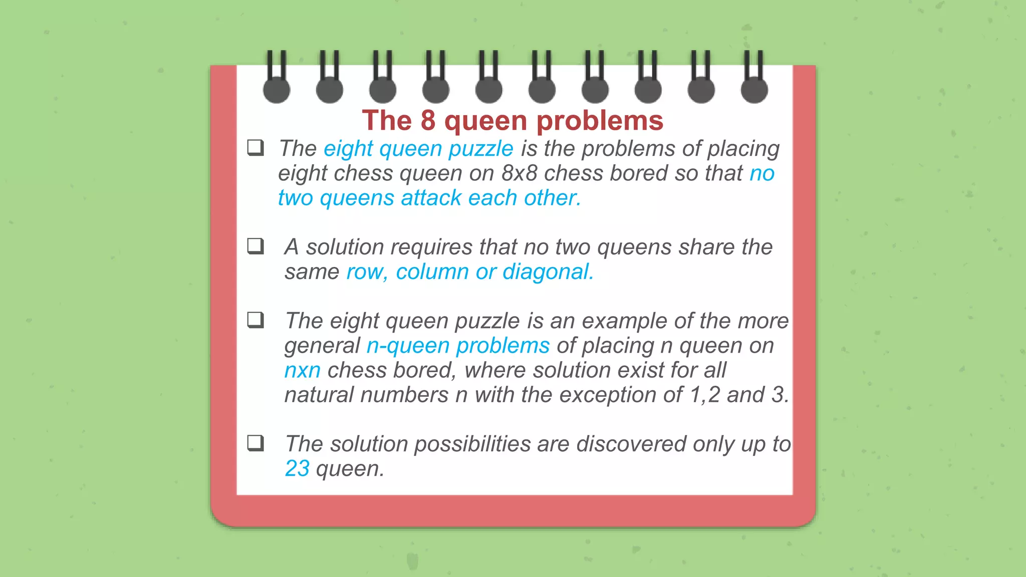 8 queen problem | PPTX | Games and Puzzles | Hobbies & Interests