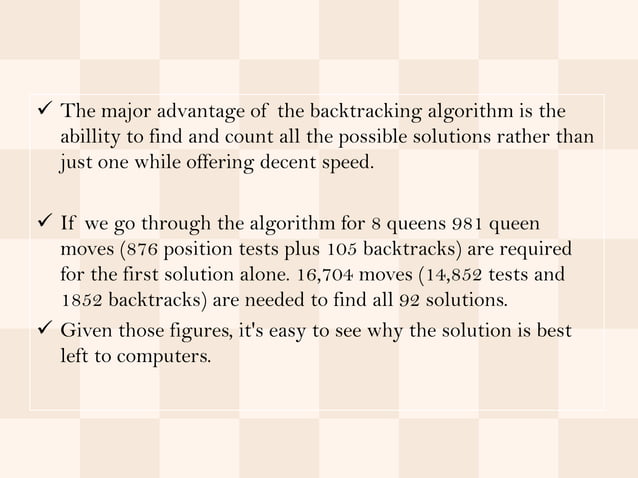 8 Queens Problem Using Back Tracking Ppt