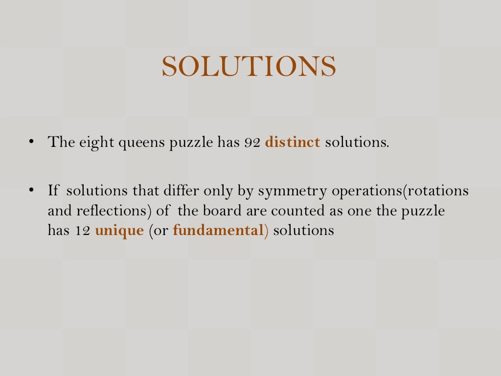 8 queens problem using back tracking