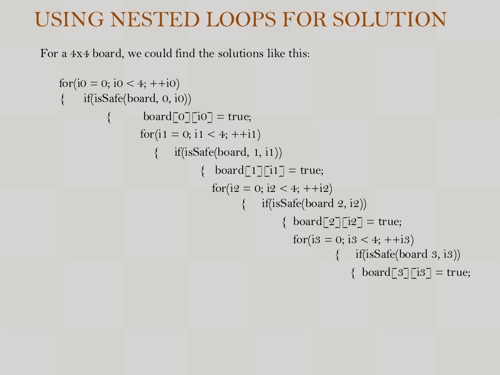 8 queens problem using back tracking