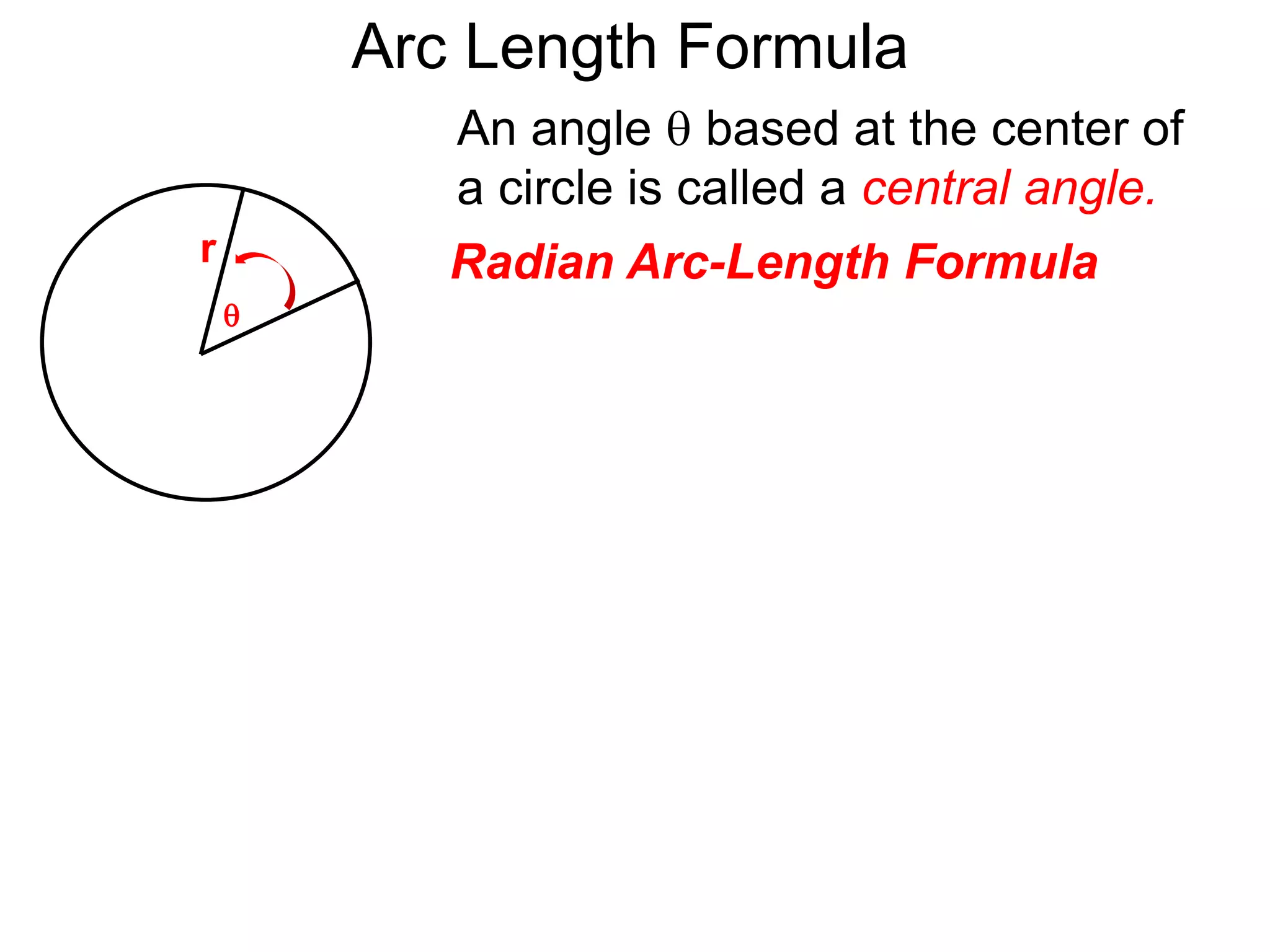 8 radian arc length and area formulas | PPTX