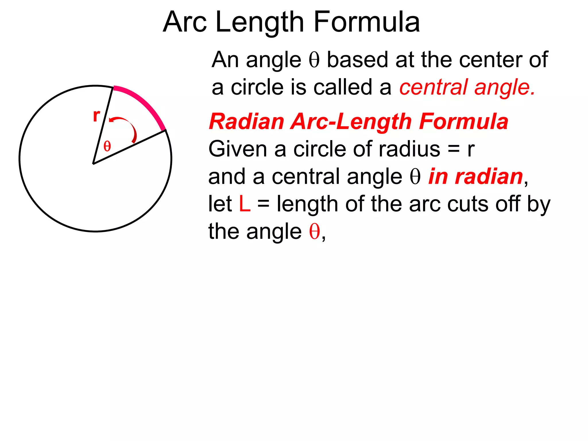 8 radian arc length and area formulas | PPTX | Geography | Science