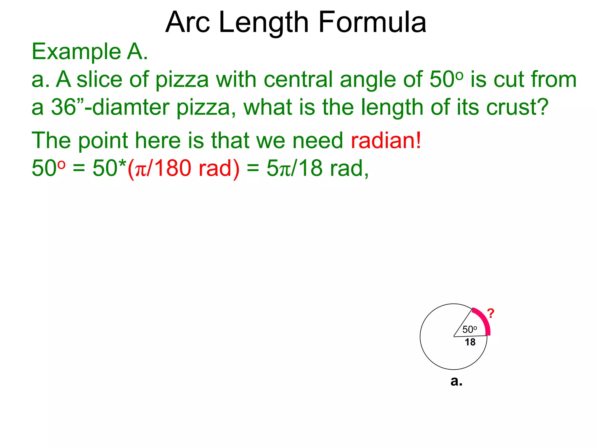 8 radian arc length and area formulas | PPTX
