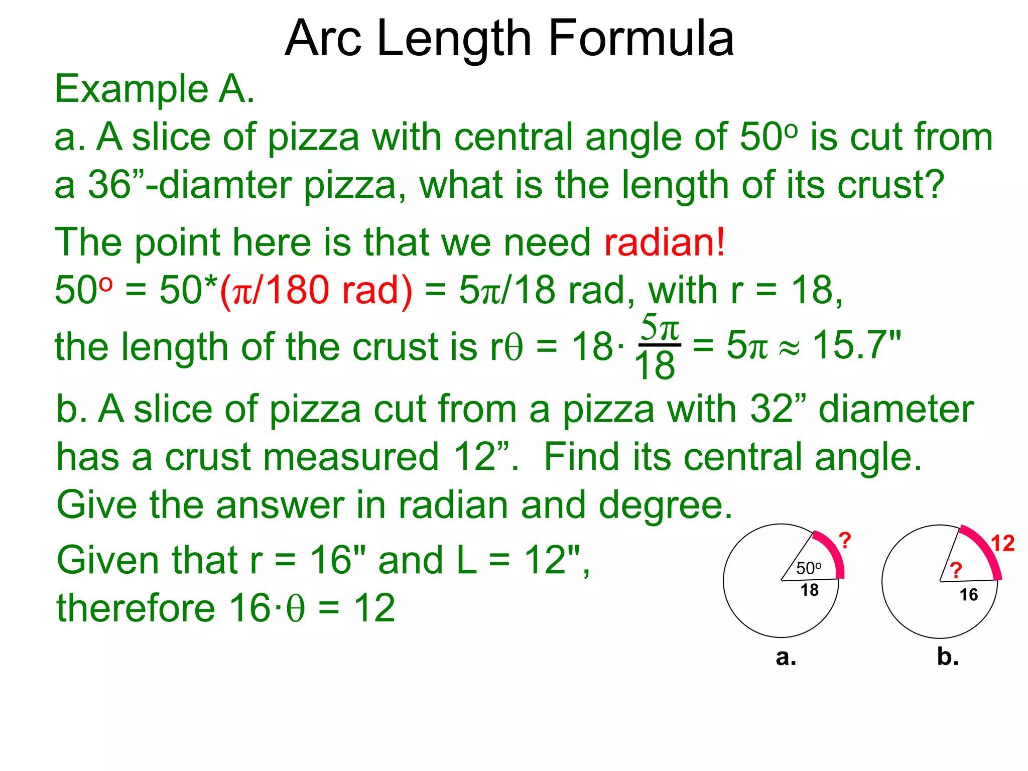 8 radian arc length and area formulas | PPTX | Geography | Science