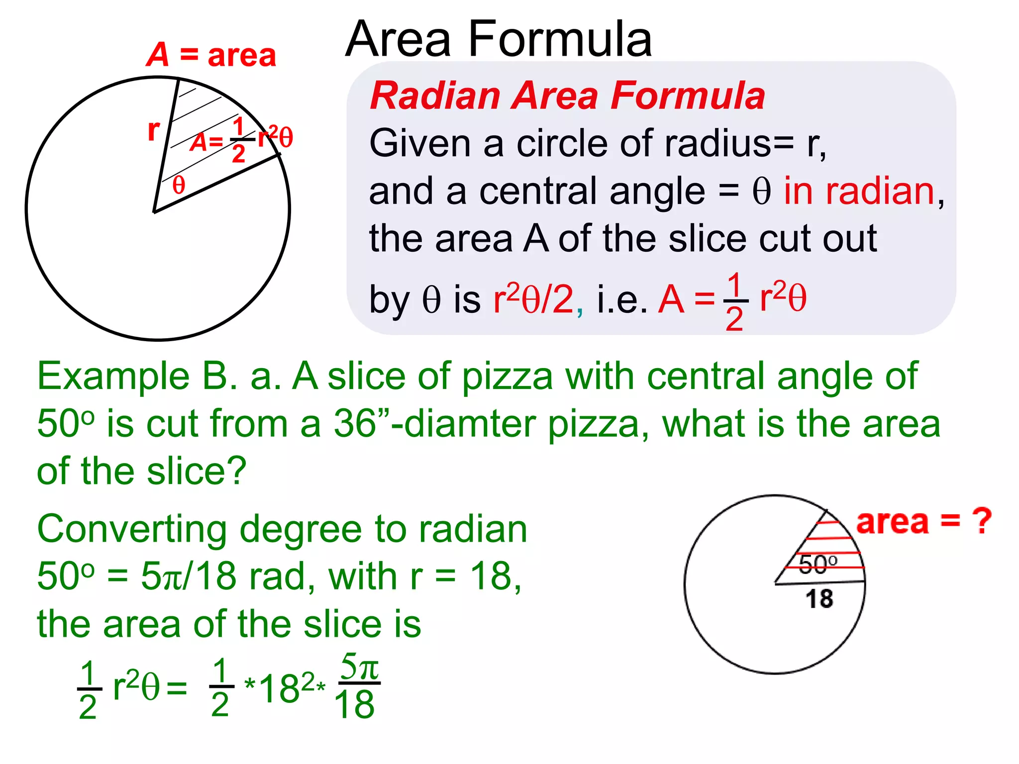 8 radian arc length and area formulas | PPTX